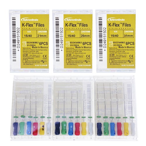 Kerr Dental SybronEndo K-Flex Files Stainless Steel 21/25/31mm #15-40 ...