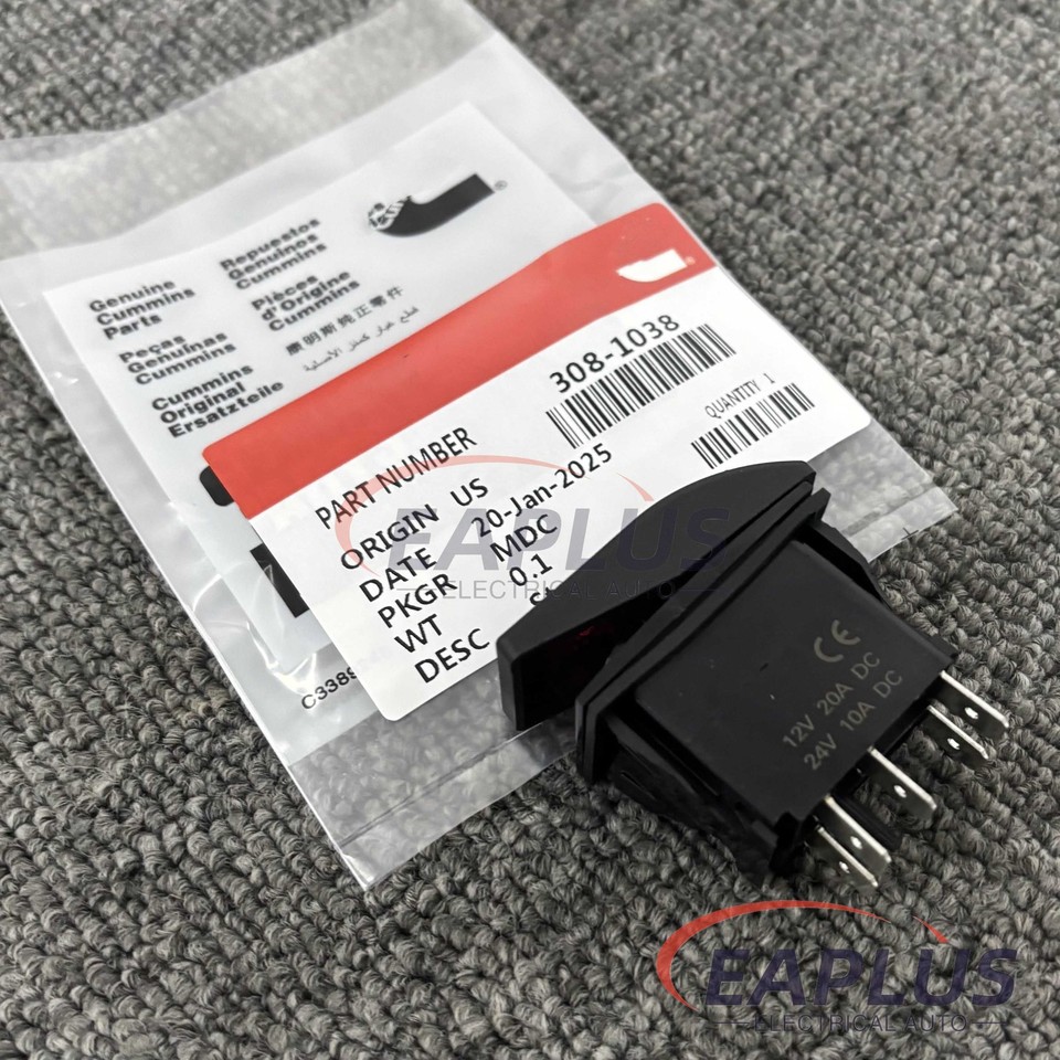 New RV Generator Rocker Start Stop Switch Red lens Fits Onan Cummins ...