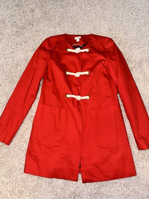 J. Crew Womens sz 6 Red Coat Modern Toggle Rope Nautical Cotton ...
