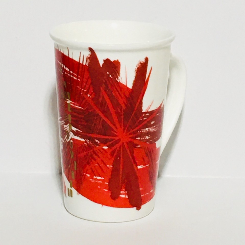 Starbucks 2014 Christmas Collectible Mod Red Gold Poinsettia Tall Cup ...