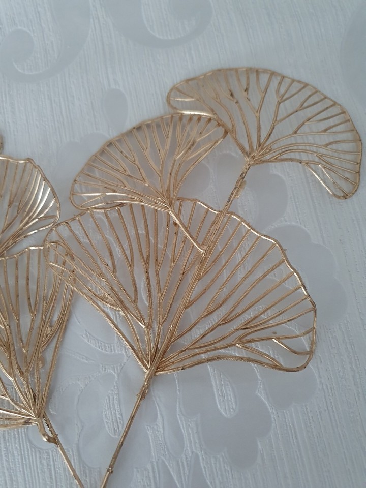 2 Stems Of Gold Ginkgo Leaves Cake Topper Arts and Crafts , wedding ...