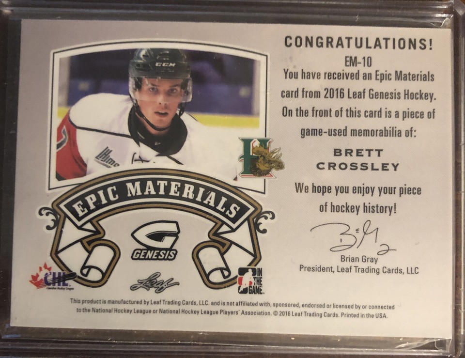 2016 Genesis Brett Crossley Jersey /10 Epic Materials Leaf | eBay