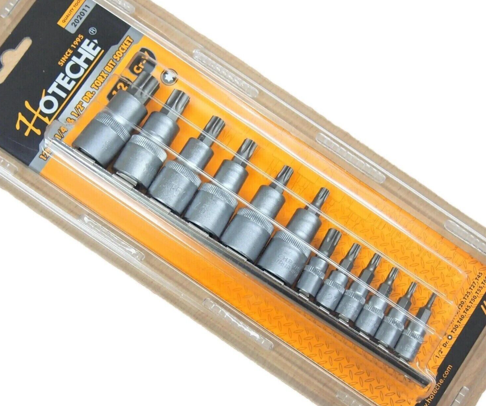 12 PC E Torx Star Male Bit Socket Set 1/2" 1/4" Drive T10 -T60 202011 ...