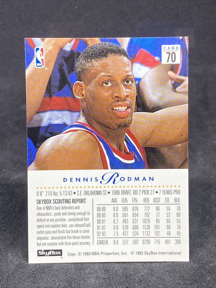 DENNIS RODMAN 1993-94 Skybox Premium Edition NBA Basketball #70 SPURS ...