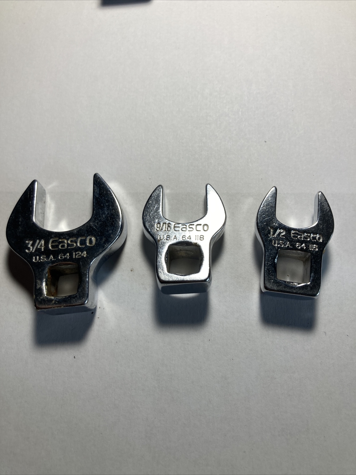 EASCO TOOLS 3 Crowfoot Wrench , Chrome, 3/8 in Dr, 3/4 9/16 & 1/2 “MADE ...