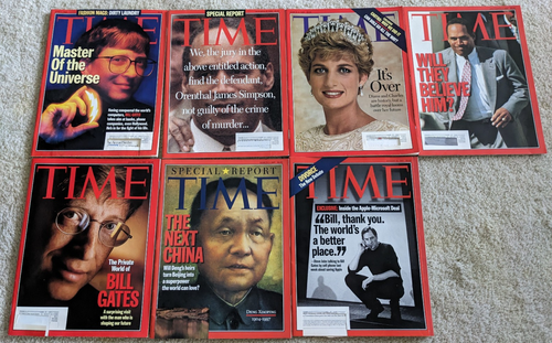 7x VTG Time Magazines Bill Gates,OJ Simpson,Princess Diana,Steve Jobs ...