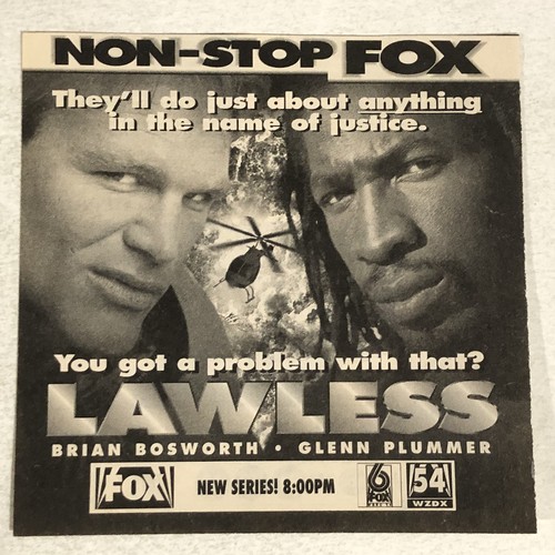 Lawless Brian Bosworth Tv Series Vintage Print Ad Glenn Plummer TPA9 | eBay