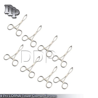 8 Pcs LORNA NON-PERFORATING Towel Clamps Forceps 3.5" Surgical ...