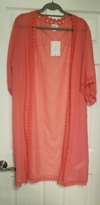 NWT Lularoe Chloe Small Solid Bright Coral Pink Lace Kimono Cover Up | eBay