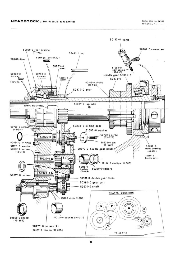 Clausing Colchester 15" Lathe Service and Parts Manual sn: 22096 to ...