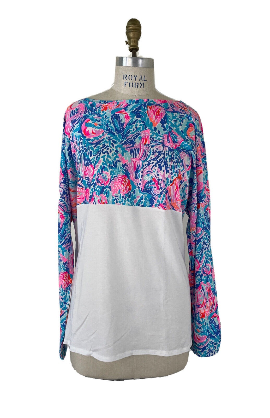Lilly Pulitzer Finn Top Long Sleeve Cotton Multi Treasure Trove Size XL ...