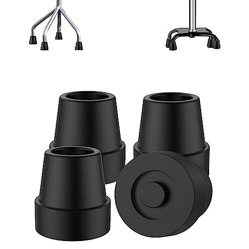 Replacement Quad Cane Tips (4 Pack) - Non-Slip Rubber Foot - 1/2 Inch ...