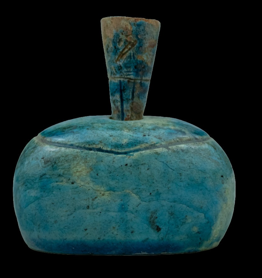 Authentic Ancient Egyptian Glazed Stone Urn & Kohl Makhala Cosmetic Pot ...