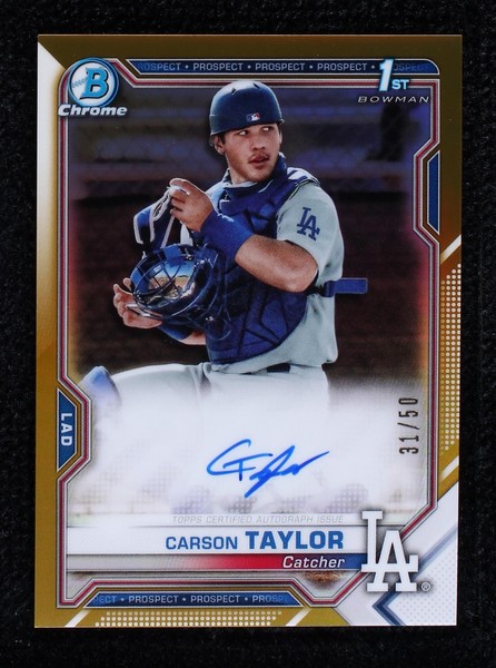 2021 Bowman Chrome - Prospect Autographs Gold Refractor #CPA-CT Carson ...