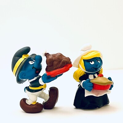Thanksgiving Smurfs, Pilgrim Turkey Smurf & Smurfette Pie figure ...