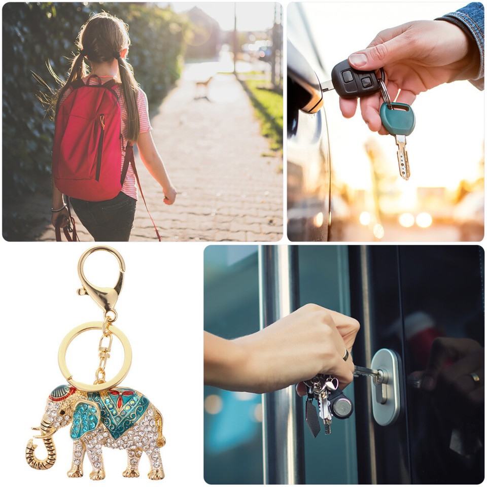 Elephant Key Ring Wooden Keychain Rhinestone Bag Charm Miss Girl | eBay