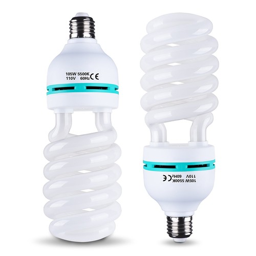 Full Spectrum Light Bulb, 105W Spiral CFL 5500k Daylight for Softbox ...