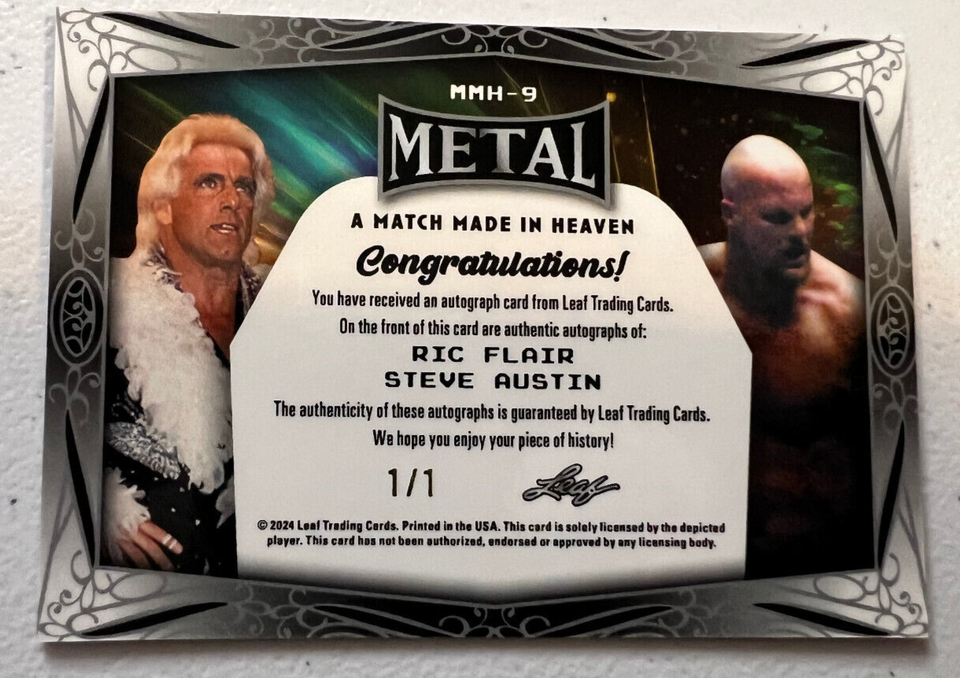 2024 Leaf Metal Legends of Wrestling Stone Cold/Ric Flair Autograph ...
