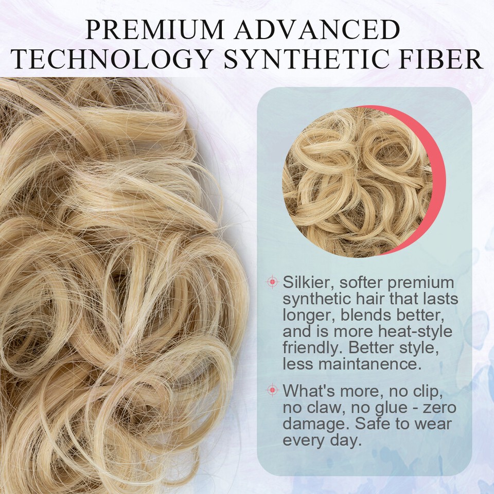 Natural Curly Messy Bun Hair Piece Comb Scrunchie Updo Extensions Real ...