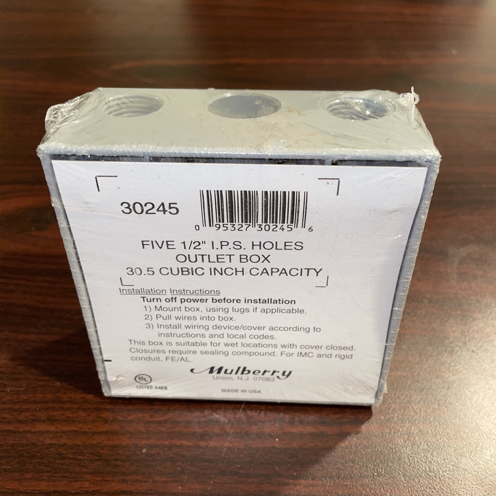 Mulberry 30245 Five 1/2 " I.P.S HOLES OUTLET BOX 30.5 Cubic Inch ...