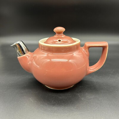Vtg Hall Boston Tea Pot #21 Rose Pink Chrome Spout Ivory Lid ...