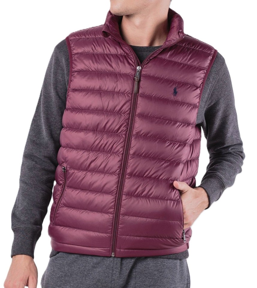 *NWT - POLO RALPH LAUREN Mens Down Full Zip Packable Puffer Vest - WINE ...