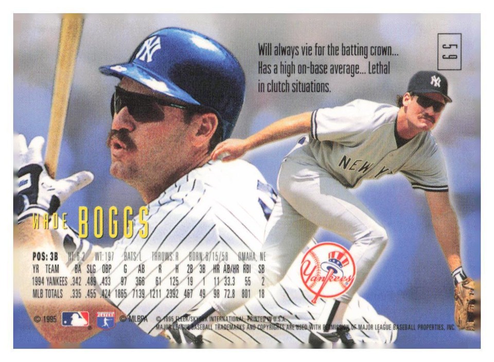 1995 SkyBox E-Motion #59 Wade Boggs | eBay