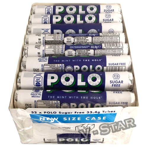 NESTLE POLO SUGAR FREE ORIGINAL MINTS BOX OF 32 ROLLS OF 34g TUBES ...