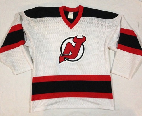 VTG 90S RARE JERSEY DEVILS NHL HOCKEY OPEN MESH CCM BLANK MASKA | eBay