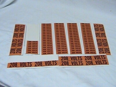 BRADY VOLTAGE LABELS 4 SHEETS OF 18 208VOLTS 3-1/2 SHEETS OF 4 208 ...