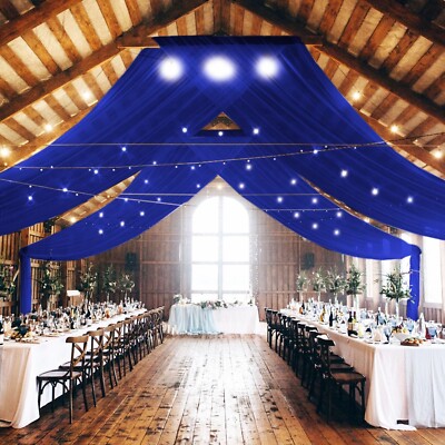 4 Panels Royal Blue Ceiling Drapes Wedding Decorations Sheer Chiffon ...