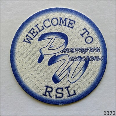 Paddington Woollahra RSL Coaster (B372) | eBay Australia