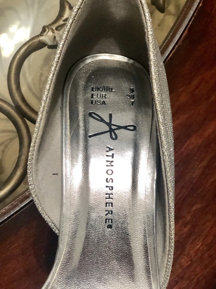 Atmosphere Silver Glitter Party Heels Size 7 | eBay