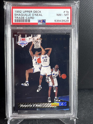 1992 UPPER DECK #1B SHAQUILLE O'NEAL TRADE CARD PSA 8 (RC)- NM-MT | eBay