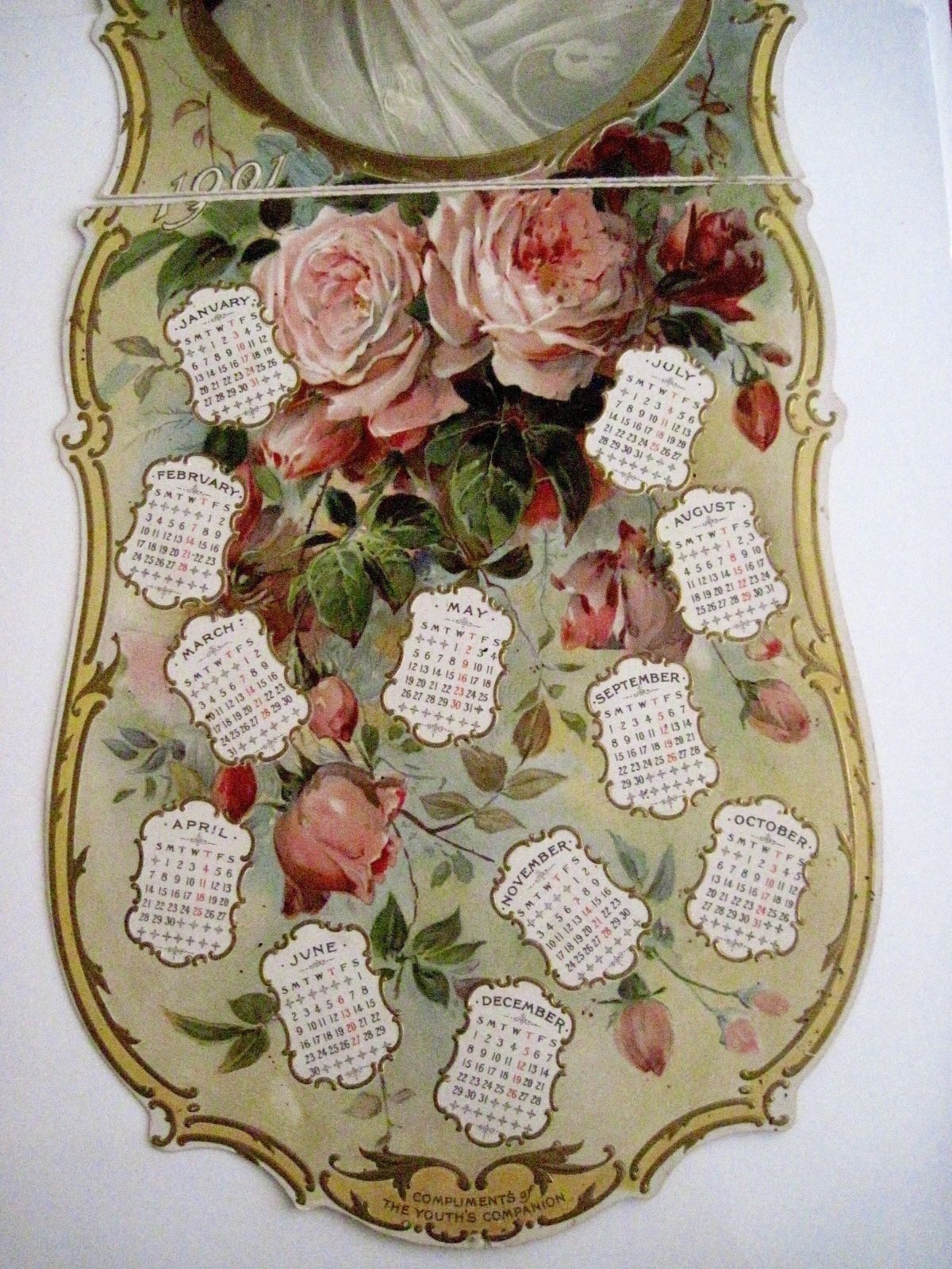 1901 Gorgeous Three Piece Calendar "Compliments The Youth's Companion ...