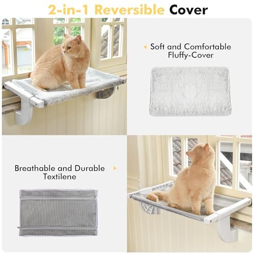 Window Sill Mount Cat Perch for Indoor Cats, One-Step Sliding X-Large ...