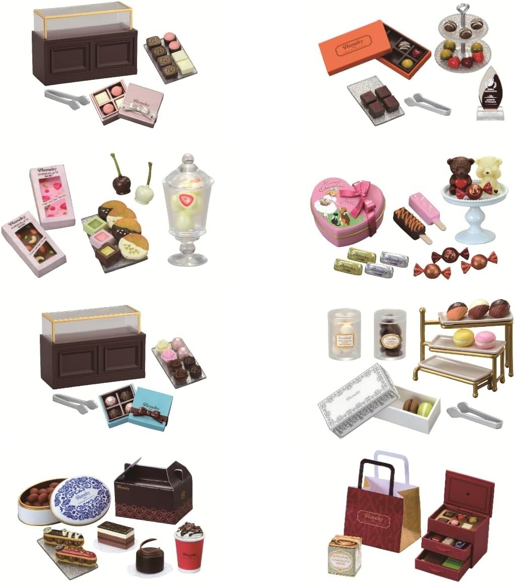 Re-Ment Japanese Miniature Petit Chocolaterie Chocolate 8 Box Complete ...