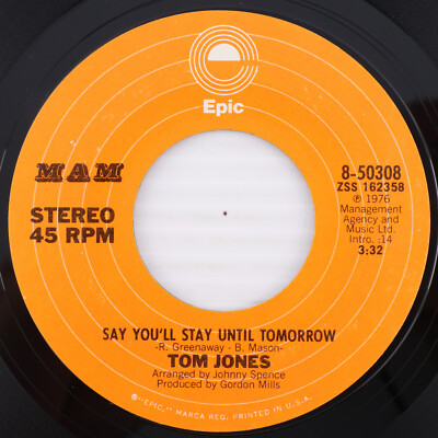 Tom Jones – Say You'll Stay Until Tomorrow / Lady Lay - 45 rpm 7 ...