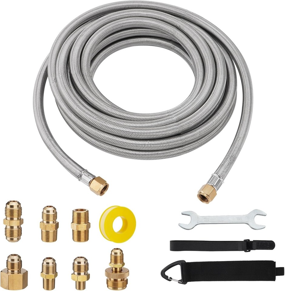 24 Feet High Pressure Braided Propane Hose Extension with Conversion ...