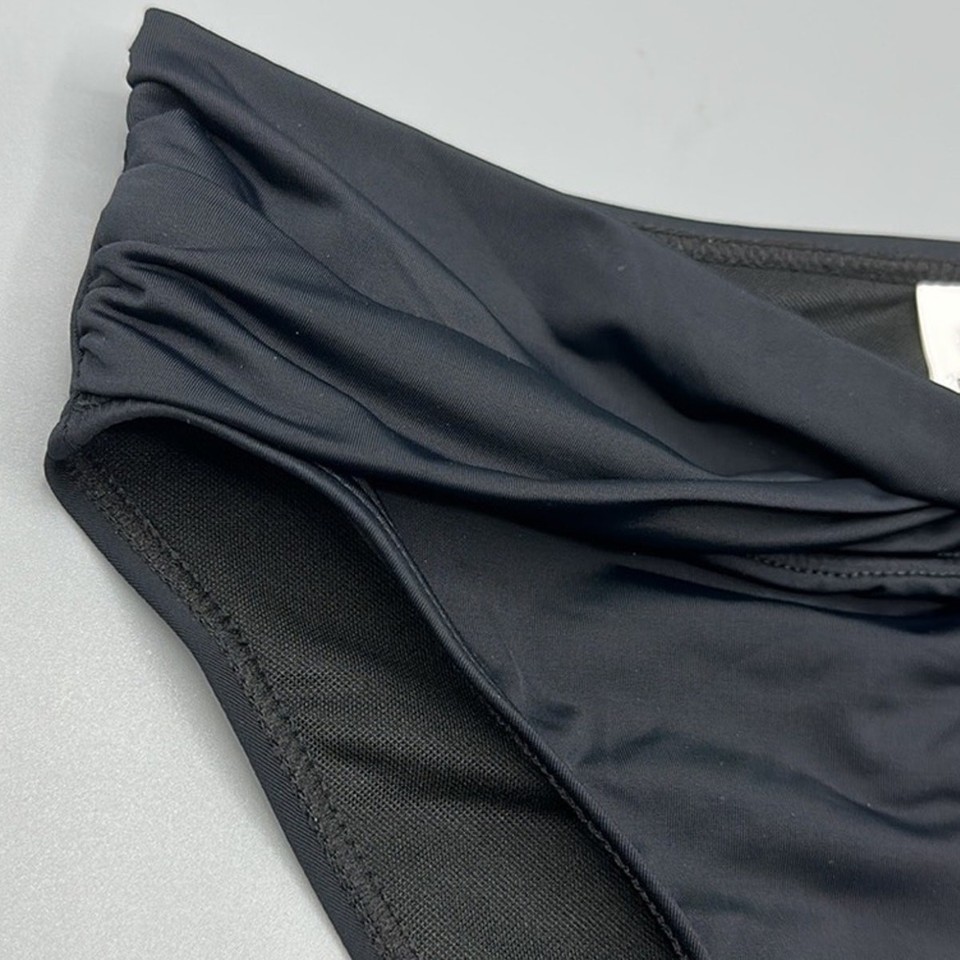 Tempt Me Small Solid Black Twist High Waist Bikini Bottoms Tummy ...