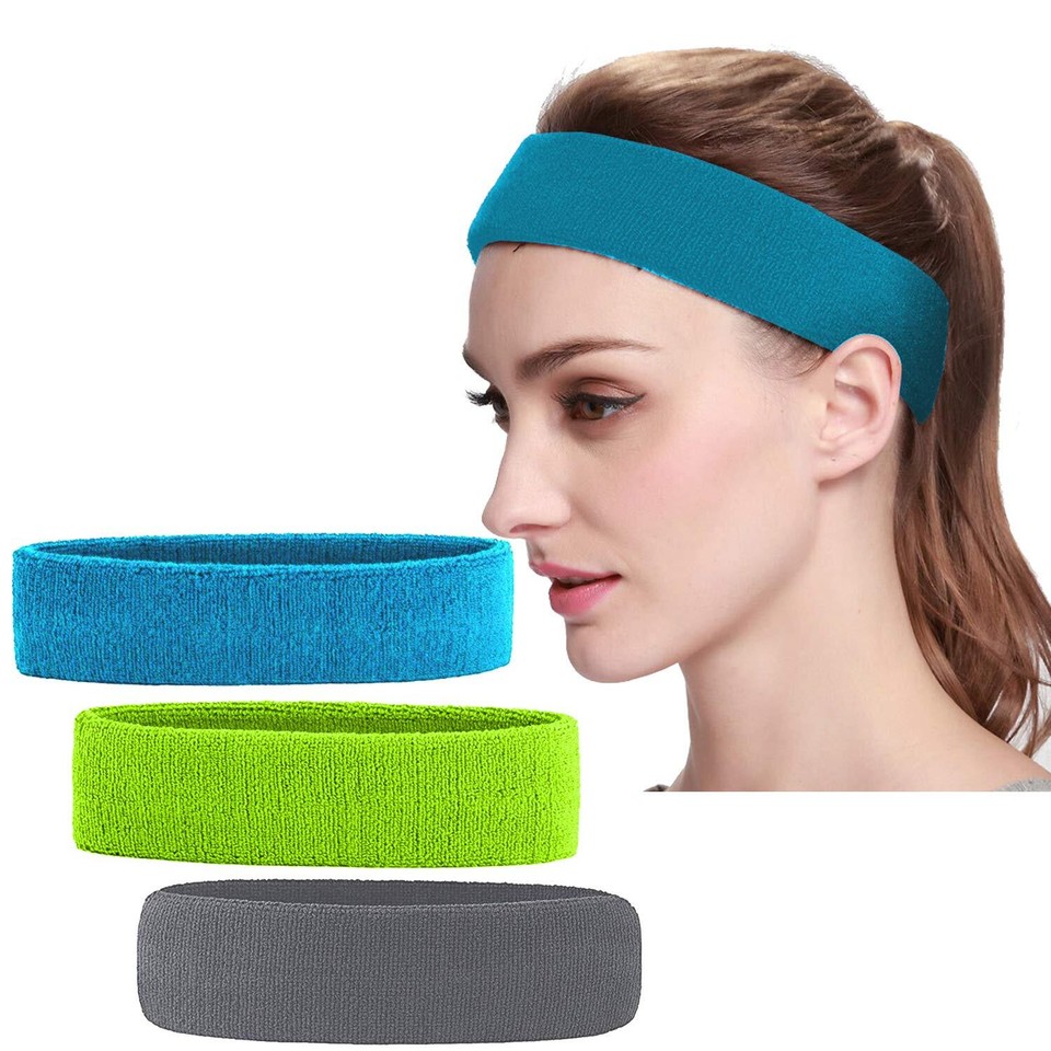 3 Pack Moisture Wicking Sweatband Terry Cloth Headband for Sports ...