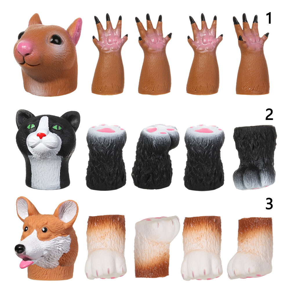 Vinyl Squirrel Cat Dog Hand Puppet random combination Props Finger ...
