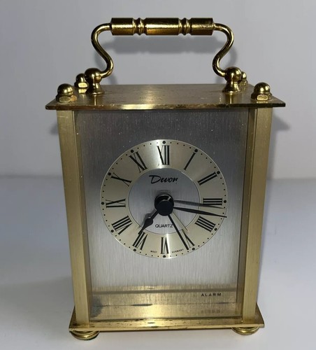 Devon Quartz Desk Mantle Shelf Clock Brass Alarm Germany Not Working ...