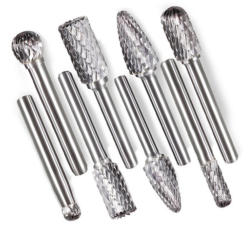 8Pcs/Set 1/4" Shank Double Carbide Rotary Burr Bit Engraving Electrical ...