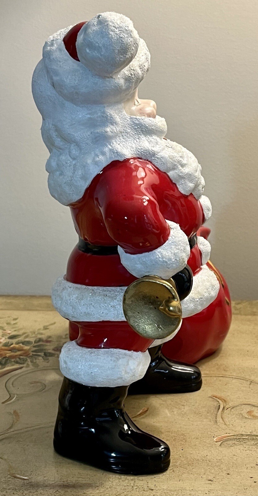 Atlantic Mold Ceramic Large Glazed 12” Santa Claus w/Bag Toys-22k Gold ...