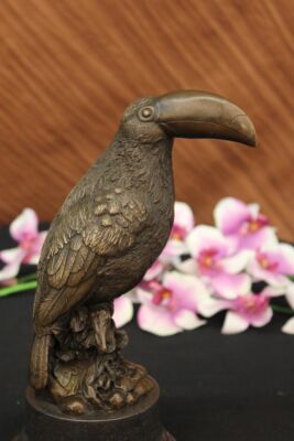 Toucan Animal Bird of Rain Forest Bronze Sculpture Marble Base Figurine ...