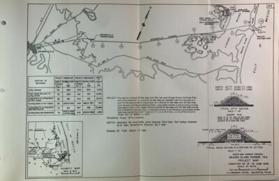 1946 Army Engineer Project Map River Harbor Brazos Island Harbor Texas ...