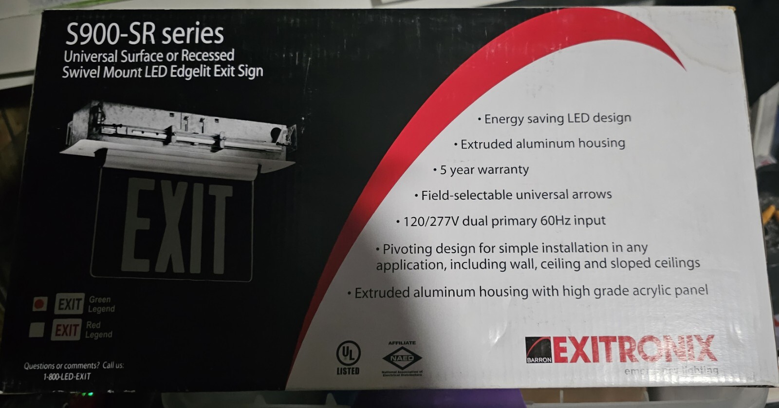 EXITRONIX S900 SR SERIES EXIT LIGHT GREEN QUANTITY | eBay