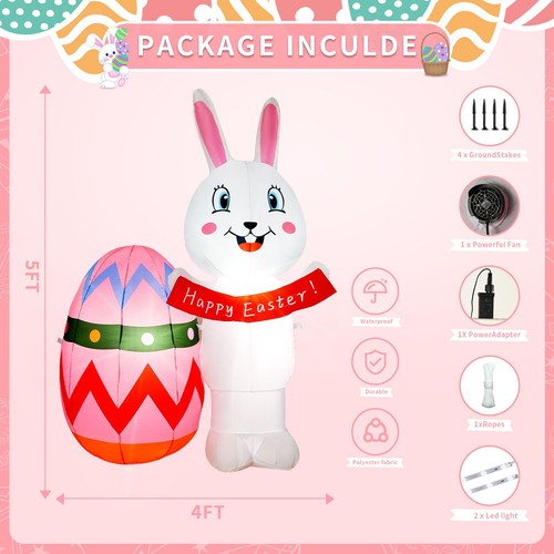 5 FT Easter Inflatables Outdoor Decorations,Inflatable Easter Bunny ...