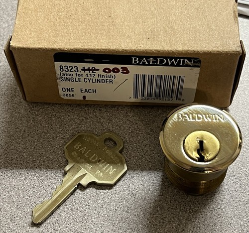 Baldwin 8323-003 8323 1-1/4 Inch Mortise Door Cylinder Polished Brass ...